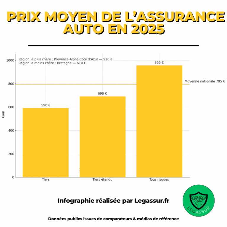Prix moyen assurance auto 2025 : tableaux récapitulatifs - LegAssur